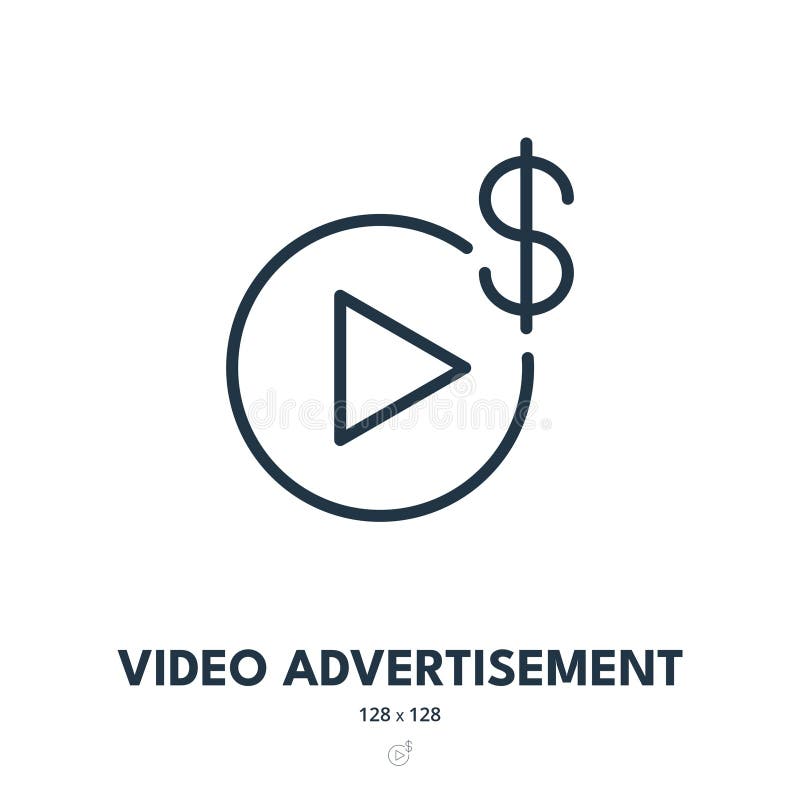 Video Advertisement Icon. Media, Campaign, Promotion. Editable Stroke ...