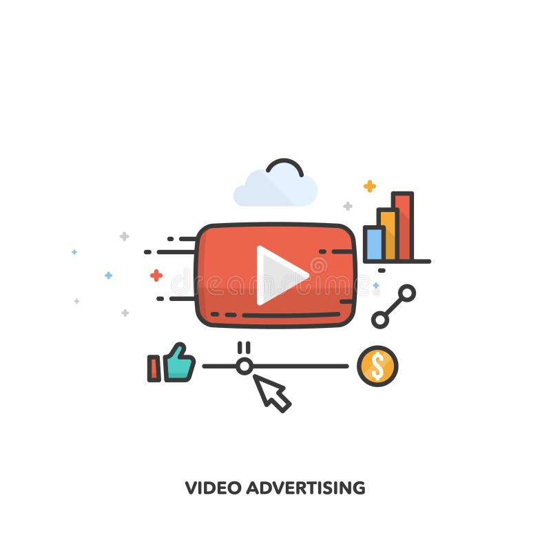 Video Advertising Concept Design. Vector Line Design. Stock Vector ...