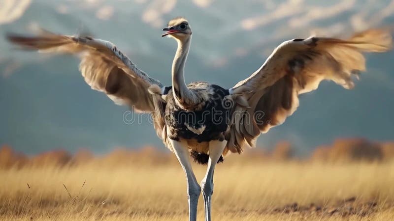 An Ostrich Flapping Its Wings Stock Video - Video of savana, animal ...