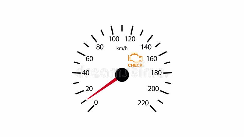 Check Engine Warning on Speedometer Dashboard Animation Stock Footage ...