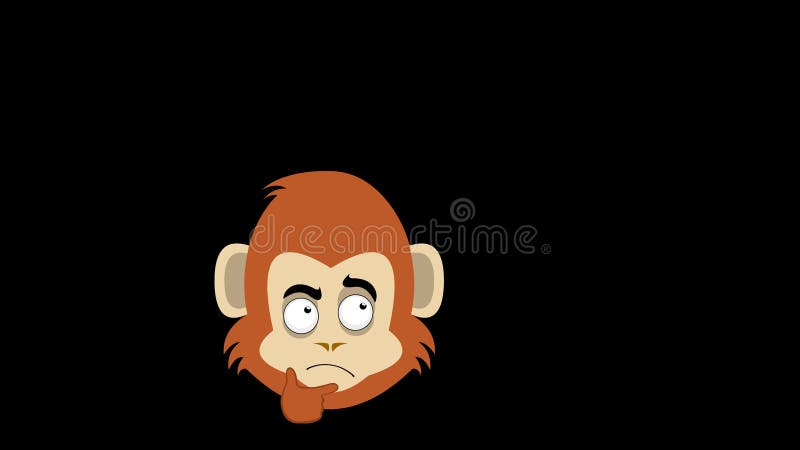 Video Animation Emoji Head Monkey or Chimpanzee Character Cartoon Think ...