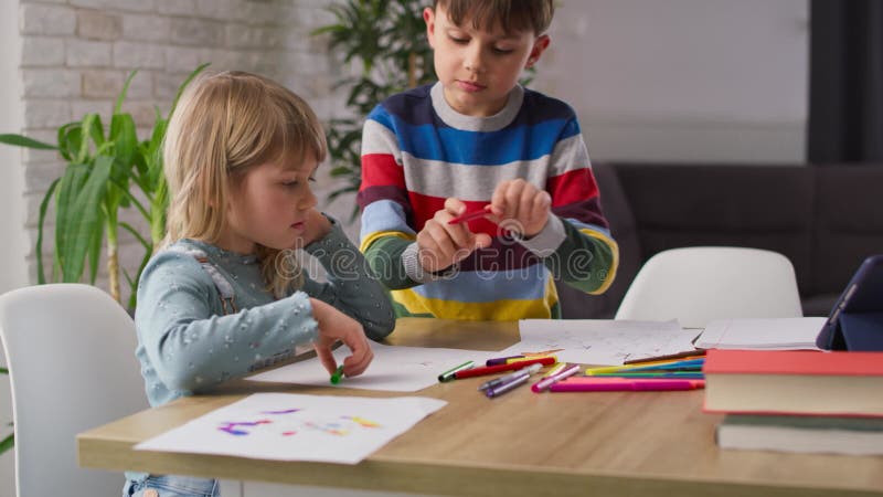 Video of Big Brother Helping His Sister with Her Homework. Stock Video ...