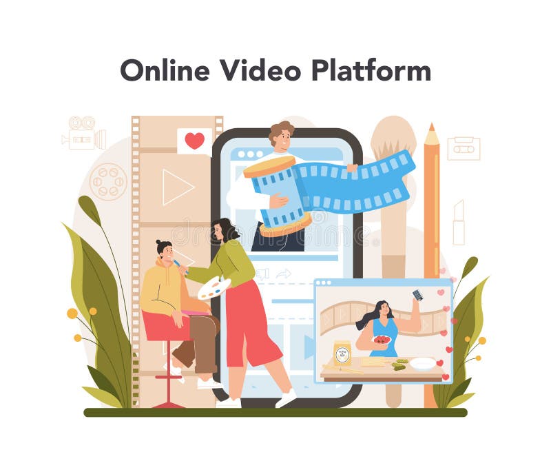 Video Blogger Online Service or Platform. Sharing Video Content Stock ...
