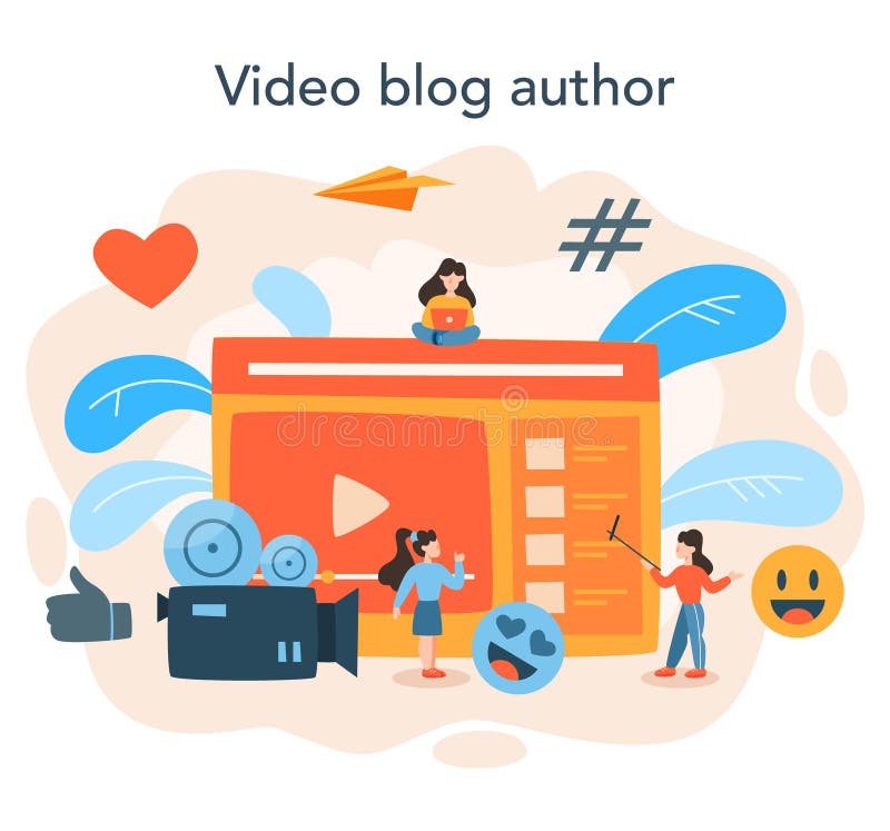 Video Blogger. Share Video Content in the Internet Stock Vector ...