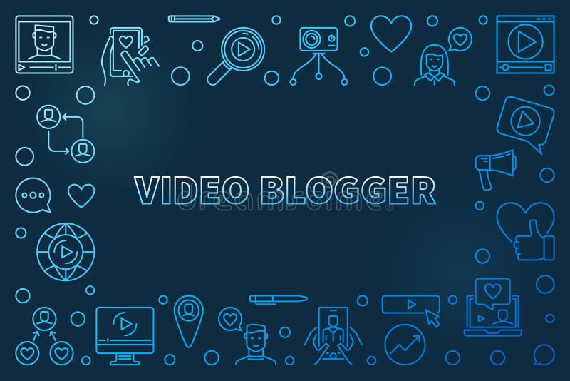 Vlog Concept Colored Outline Vector Frame or Illustration Stock Vector ...