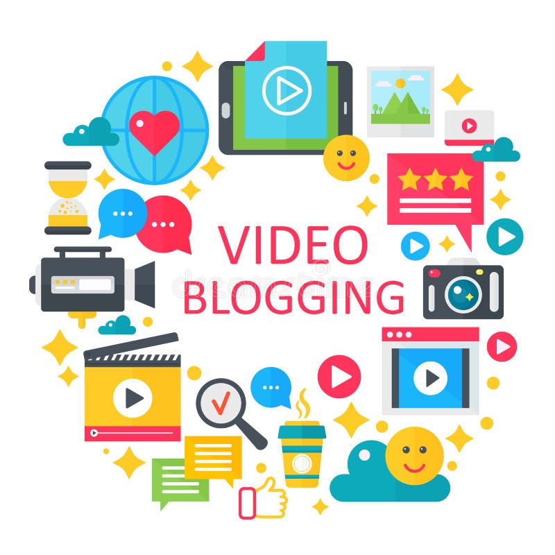 Video Blogging Flat Vector Concept Illustration. Poster, Template for ...