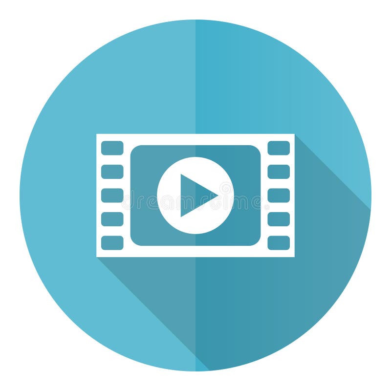 Video Blue Round Flat Design Vector Icon Isolated on White Background ...