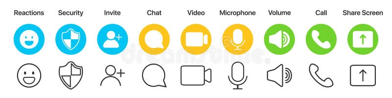 Video Call App Interface Icons in a Flat Design Stock Vector ...