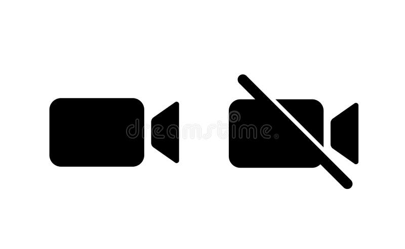 Video Call Black Icon, Turn on and Turn Off Video Camera Flat Vector ...