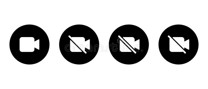 Video Call and Camera Off Icon on Black Circle Stock Vector ...