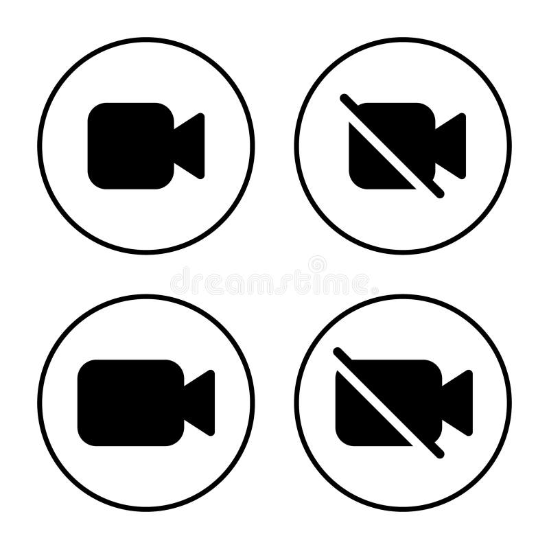 Video Call and Camera Off Icon on Circle Line Stock Vector ...