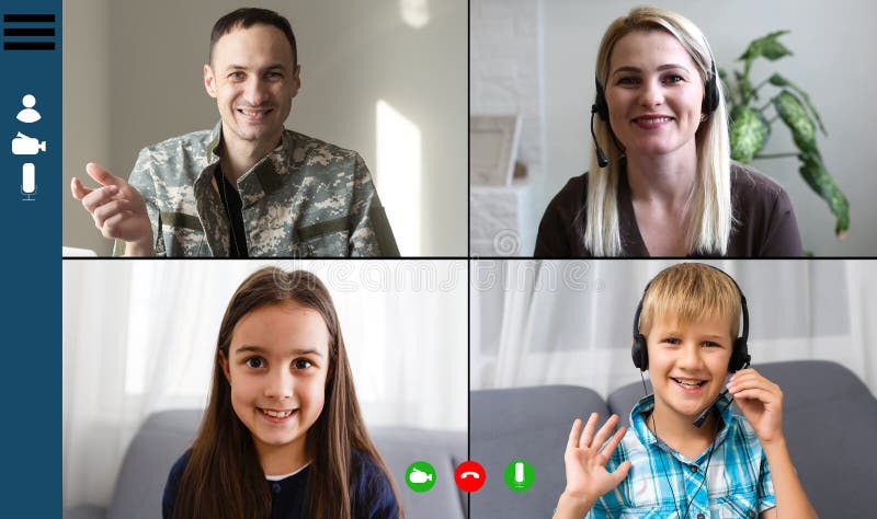 Video Call and Chat Concept. Man Video Conferencing on Tablet Stock ...