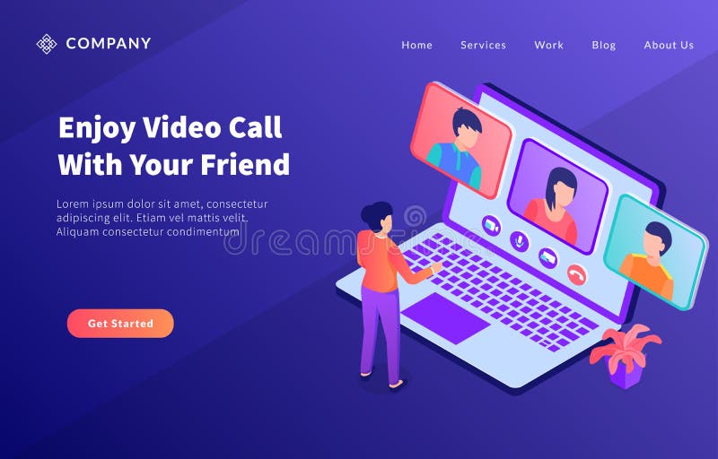 Video Call Group Team Concept Use Laptop Concept for Website Template ...