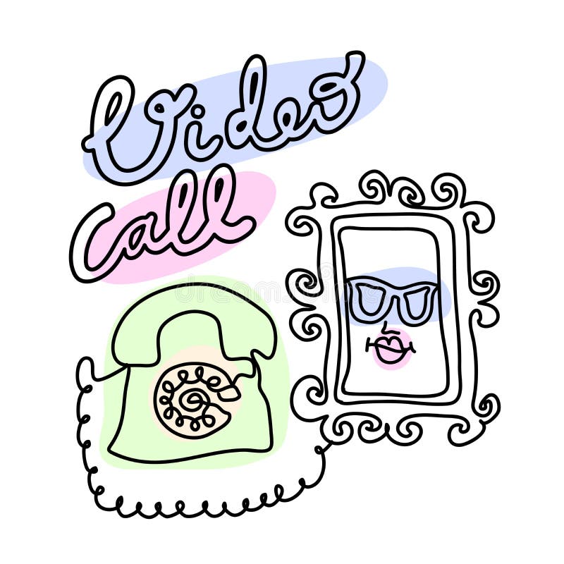 Video Call Hand Drawn One Line Concept Stock Vector - Illustration of ...