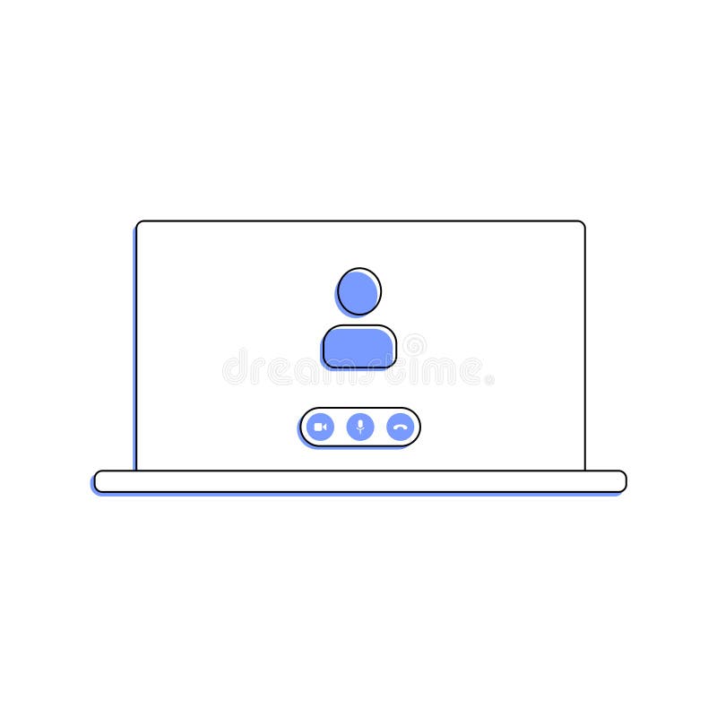 Video Call Icon Laptop with Buttons. Vector Stock Vector - Illustration ...