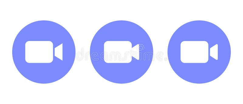 Video Call Icon Set in Flat Style. Social Media Camera Button Vector ...