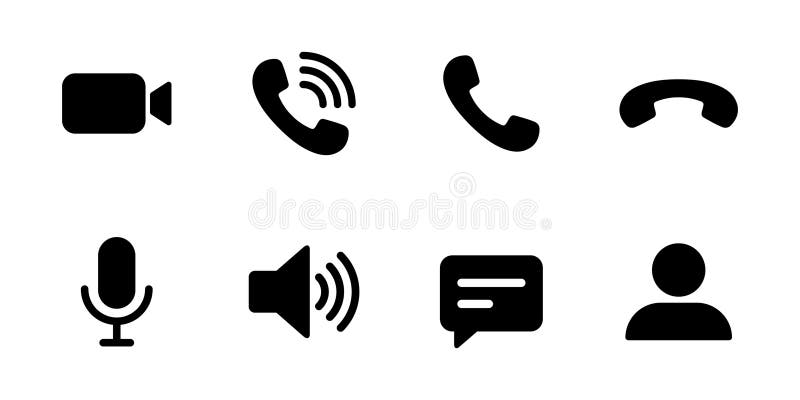 Video Call Icon Set Screen Template. Camera, Handset, Microphone ...