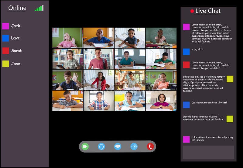 Video Call Interface with Schoolchildren on Screen Stock Photo - Image ...