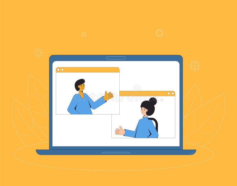 Video Call Interview. Online Meeting. Digital Communication. Two ...