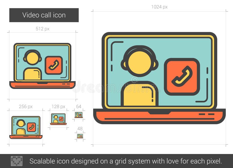 Video call line icon. stock vector. Illustration of elearning - 85918167