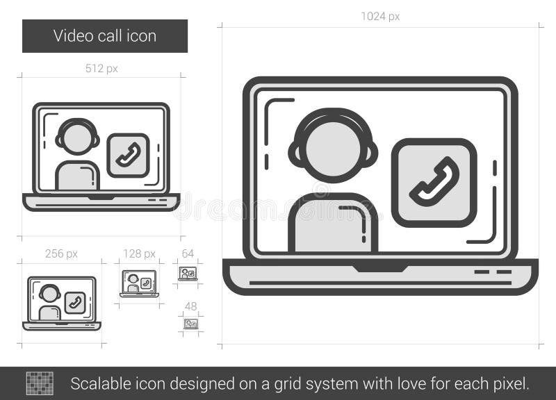 Video call line icon. stock vector. Illustration of figure - 83304659