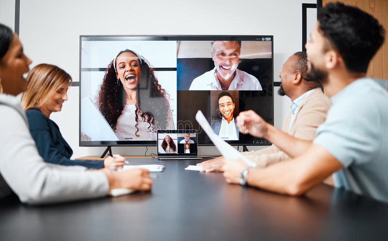 Video Call, Meeting and Planning with a Business Team in the Boardroom ... Video Call, Meeting and Planning with a Business Team in the Boardroom ...