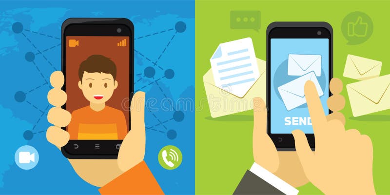 Video Call and Message from Smartphone Stock Vector - Illustration of ...