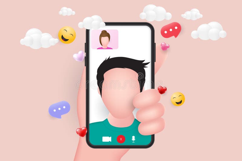Video Call on Mobile Smartphone. 3d Vector Illustration Stock Vector ...