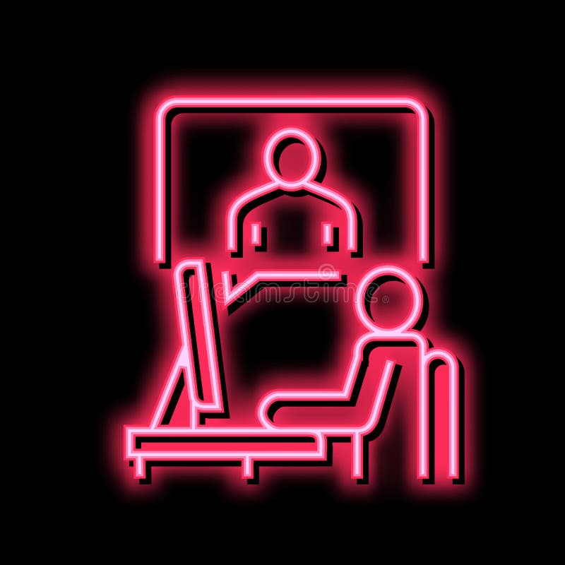 Video Call or Remote Interview Neon Glow Icon Illustration Stock Vector ...