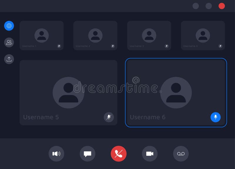 Video Call Screen. Video Conference and Web Meeting Application User ...
