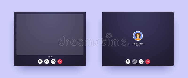 Video Call Screen with Picture and with only Audio. Web Interface of ...