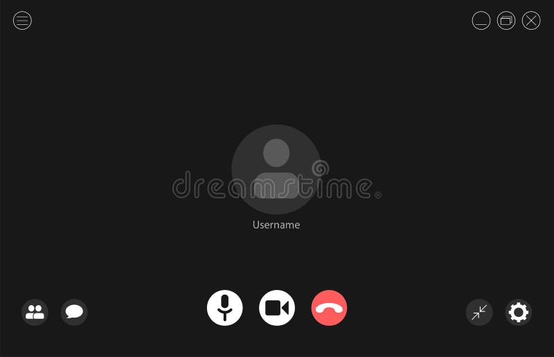 Video Call Screen Template with Buttons. Video Call Interface. Vector ...