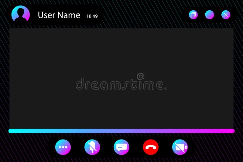Video Call Screen Template. Video Call Black Interface for Social ...