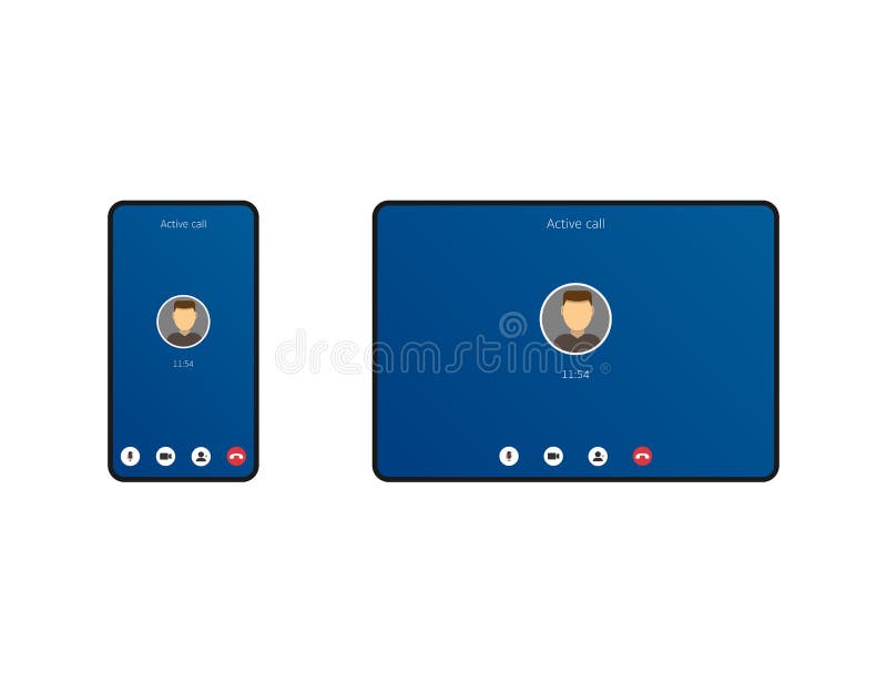 Video Call on Smartphone and Tablet. Conference Conversation on ...