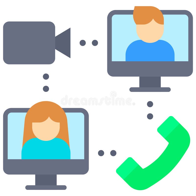 Video Call, Telecommuting or Remote Work Icon Stock Vector ...