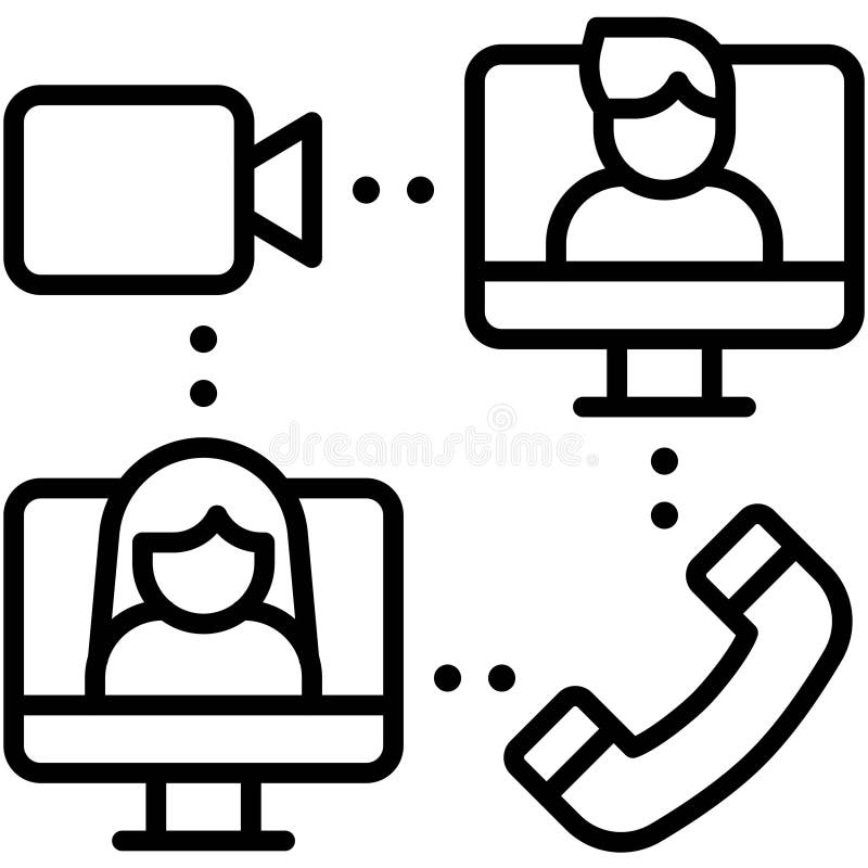 Video Call, Telecommuting or Remote Work Icon Stock Vector ...