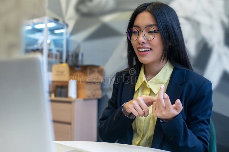 Young Business Woman Having a Video Call Stock Image - Image of ...