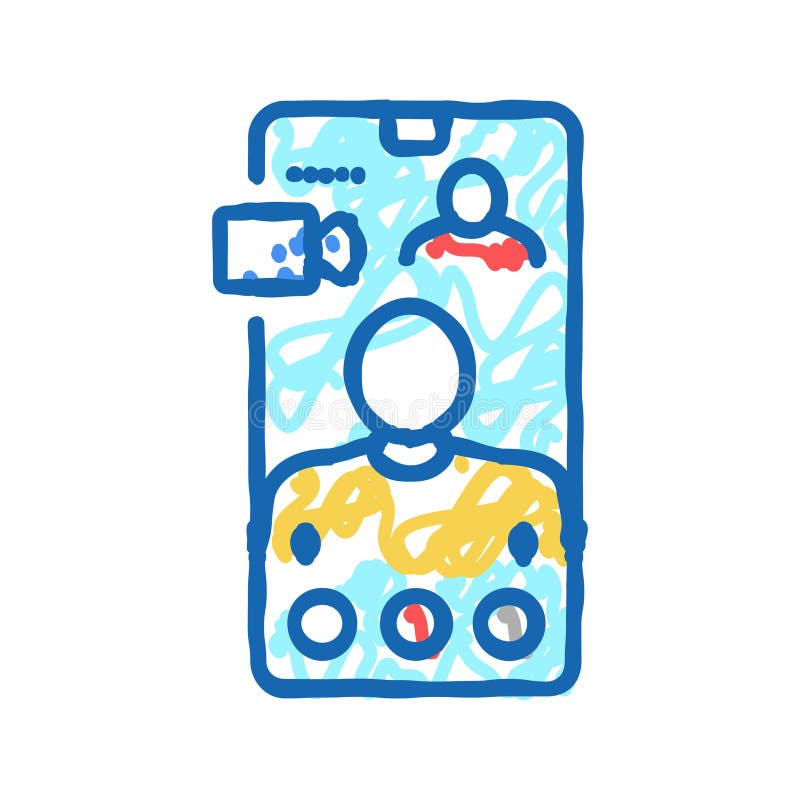 Video Calling Icon Doodle Illustration Stock Vector - Illustration of ...