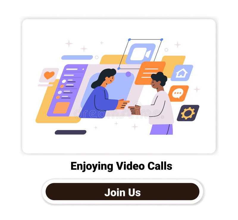 Video Calls Communication Concept Two People Video Chatting with ...