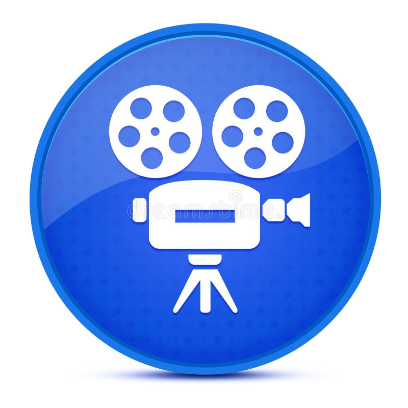 Video Camera Aesthetic Glossy Blue Round Button Abstract Stock ...
