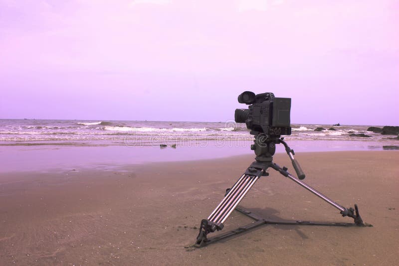 A Video Camera on the Beach. Camera Stock Photo - Image of beach ...