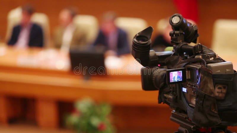 Video Camera of Cameraman Working on Press Stock Footage - Video of ...