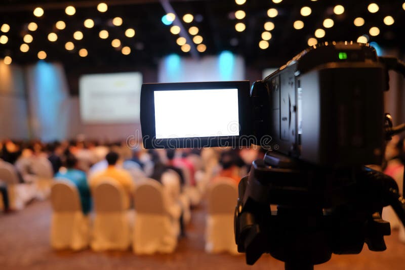 Video camera in conference stock photo. Image of blur - 80206424