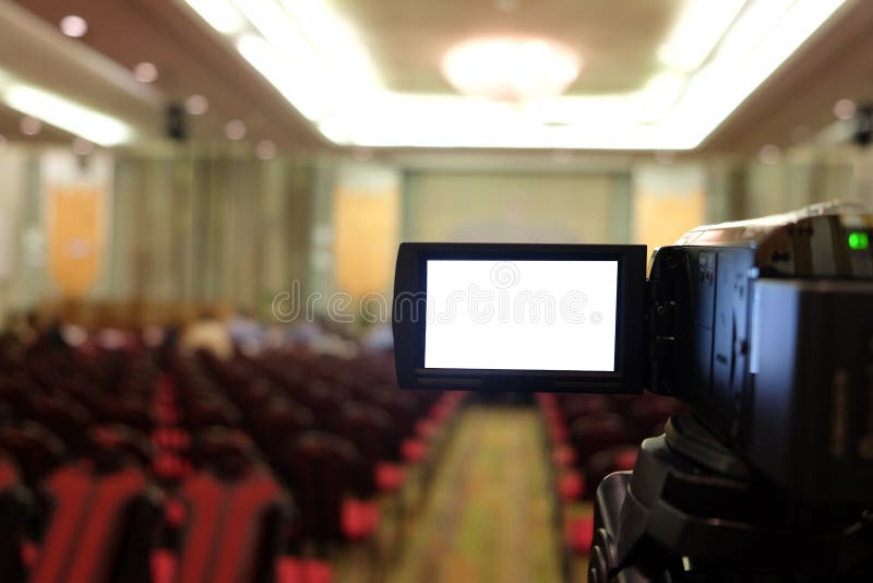 Video camera in conference stock image. Image of finder - 80485389
