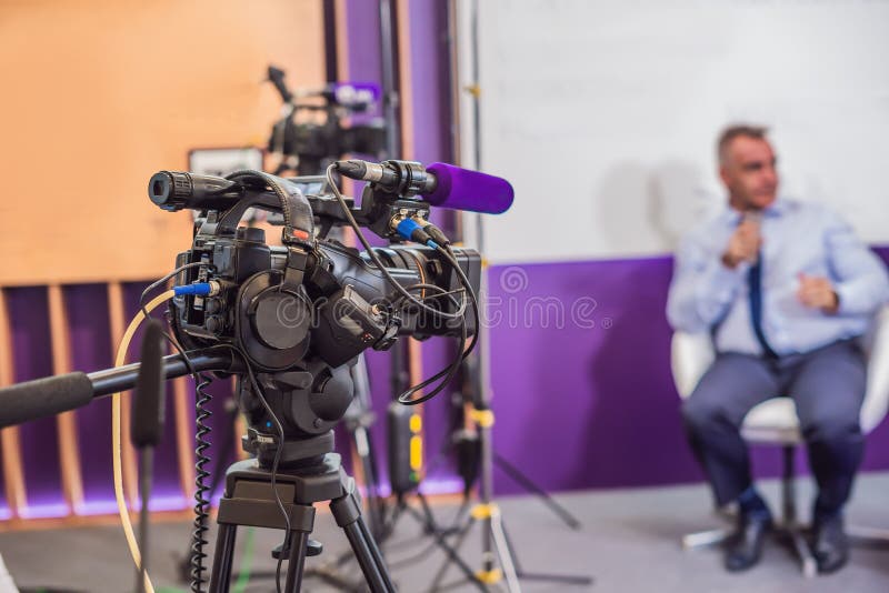 Video Camera in Conference Room Recording Participants and Speake Stock ...