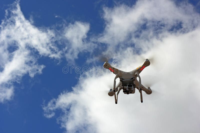 Video camera in flight. stock image. Image of propeller - 77926381