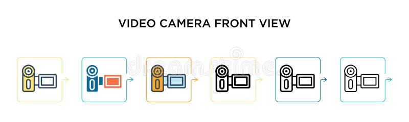 Video Camera Front View Vector Icon in 6 Different Modern Styles. Black ...