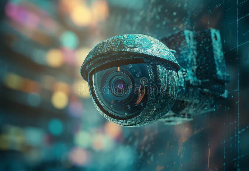 Video Camera Guarding Cybercrime. Generate Ai Stock Illustration ...