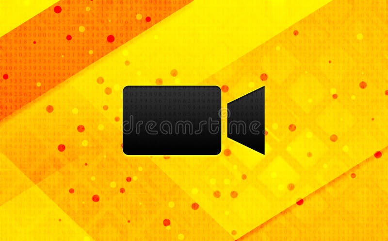 Video Camera Icon Abstract Digital Banner Yellow Background Stock ...