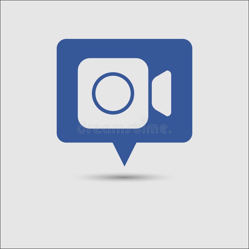 Video Camera Icon, Blue Social Media Message Notification Popup Stock ...